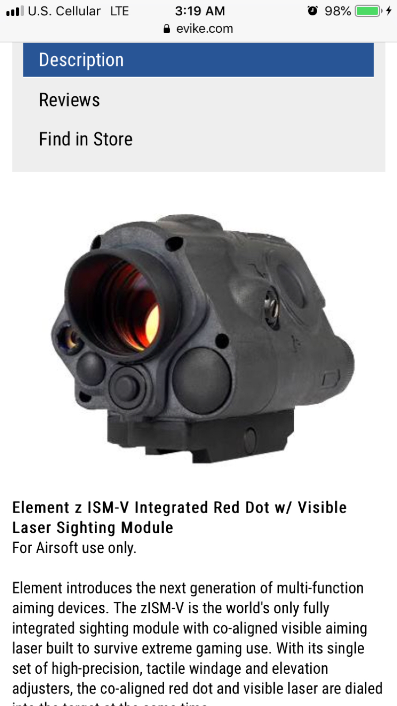 SOLD Element Z ISM-V Red Dot Sight | HopUp Airsoft