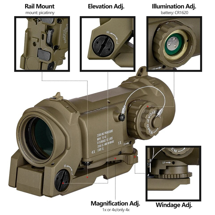 1X-4X Zoom Specter Replica Scope Tan | HopUp Airsoft