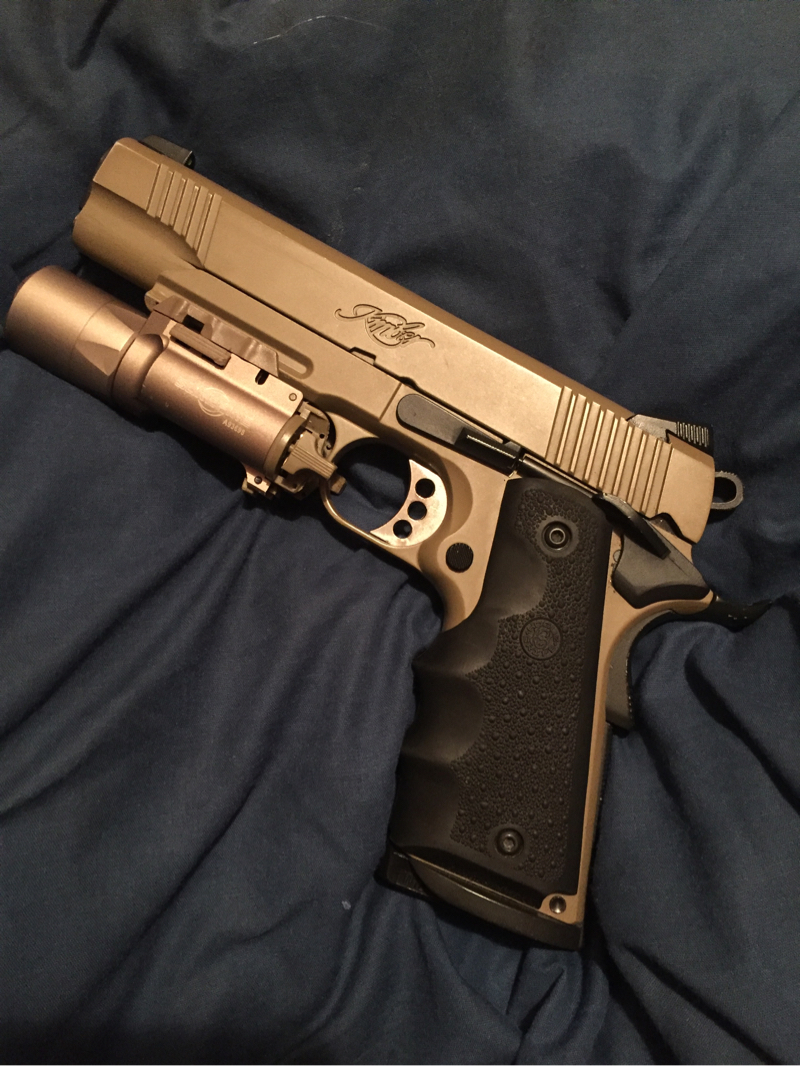 SOLD Army Armament Kimber 1911 with surefire knockoff and Houge real steel grips | HopUp Airsoft
