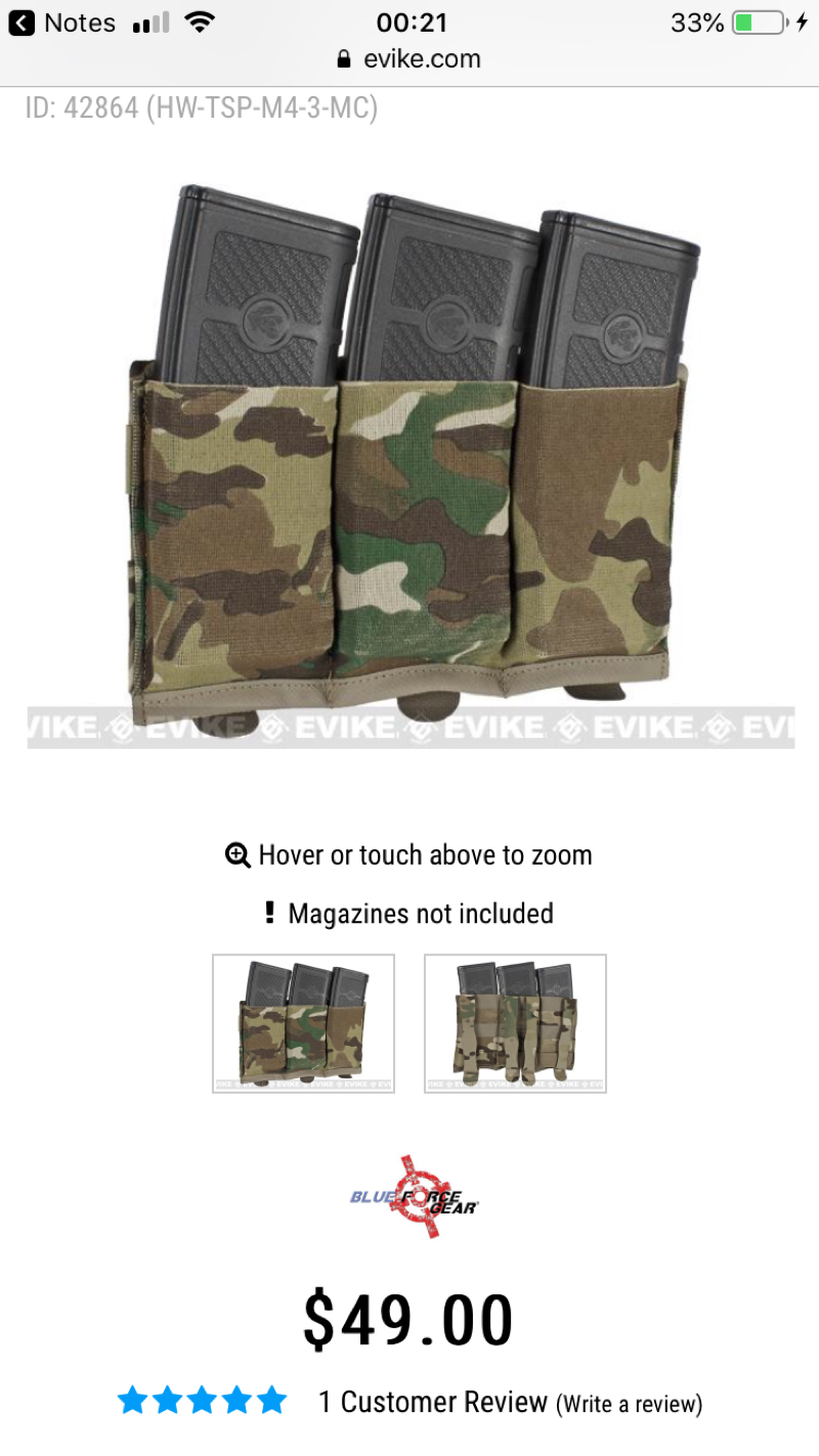 SOLD WTB Blue Force Gear Triple M4 Mag Pouches!! | HopUp Airsoft