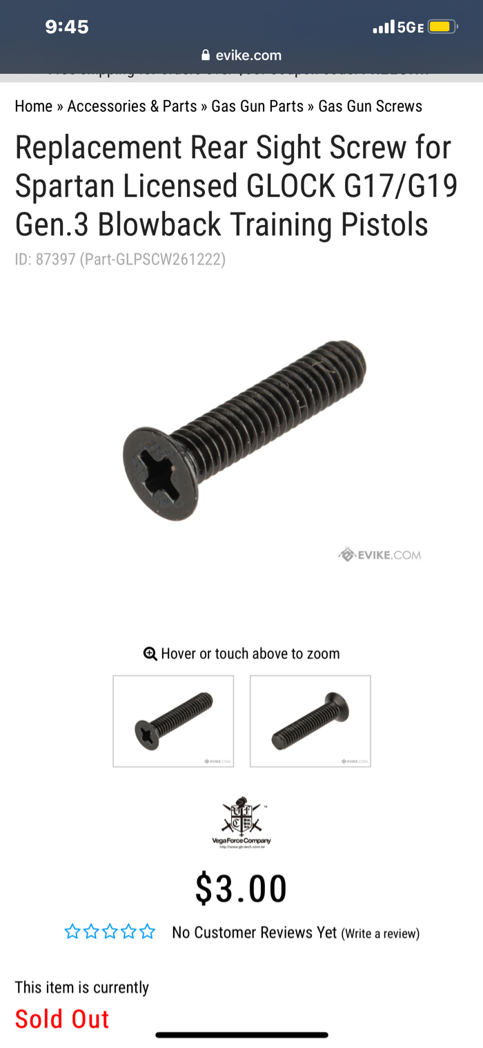 SOLD (WTB) Glock rear sight screw | HopUp Airsoft