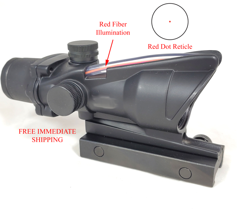 SOLD Black Red Dot, Red Fiber Acog style Optic | HopUp Airsoft