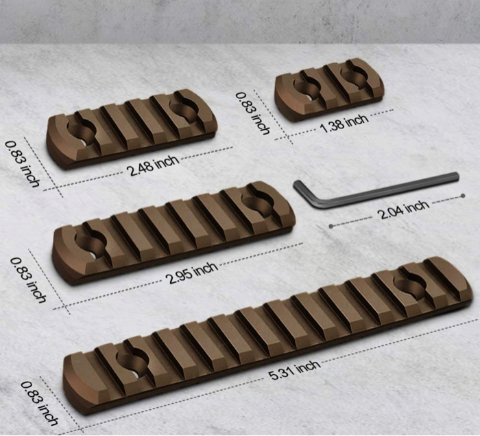 SOLD (FDE)MLOK Complete Rail Set Aluminum Picatinny Rails with hardware ...