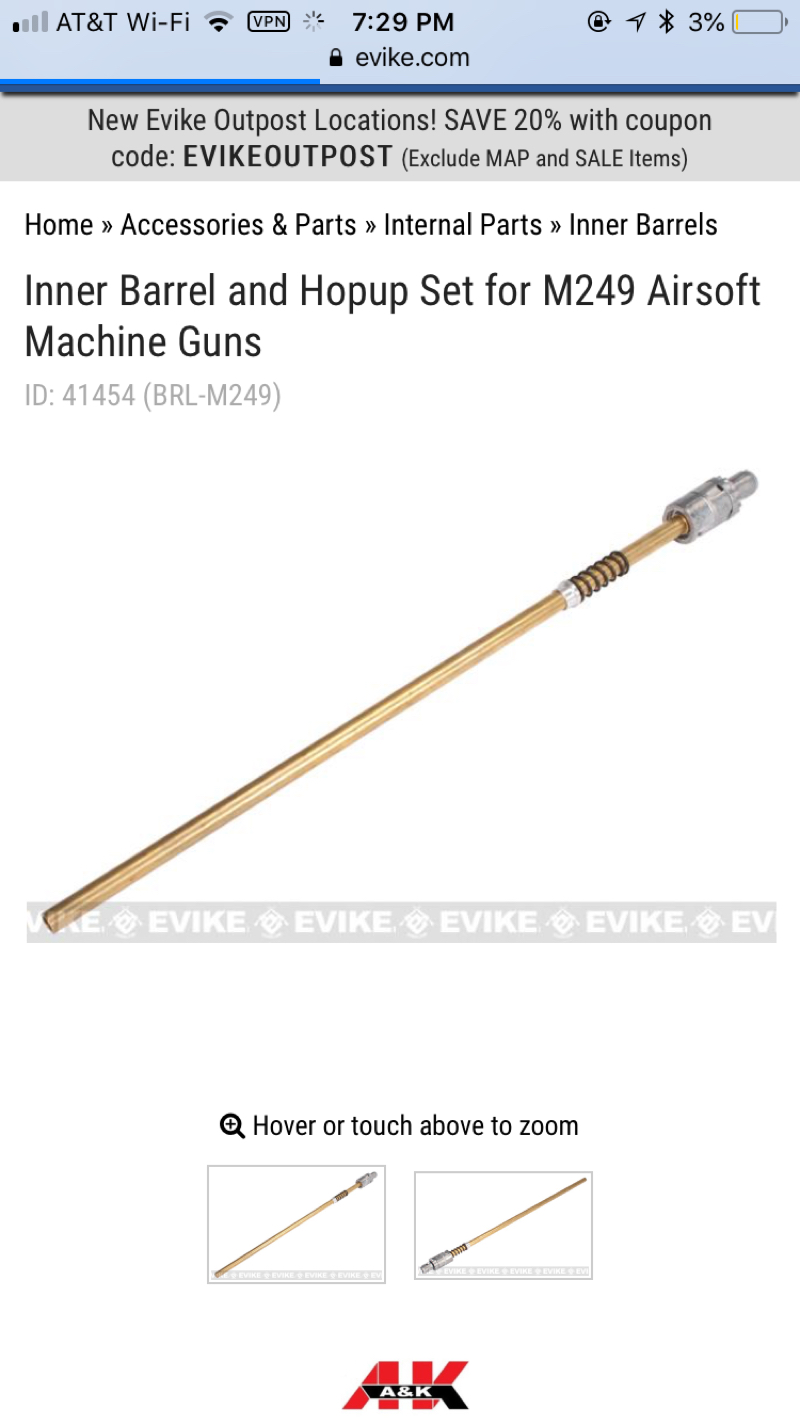 SOLD WTB m249 inner barrel assembly | HopUp Airsoft