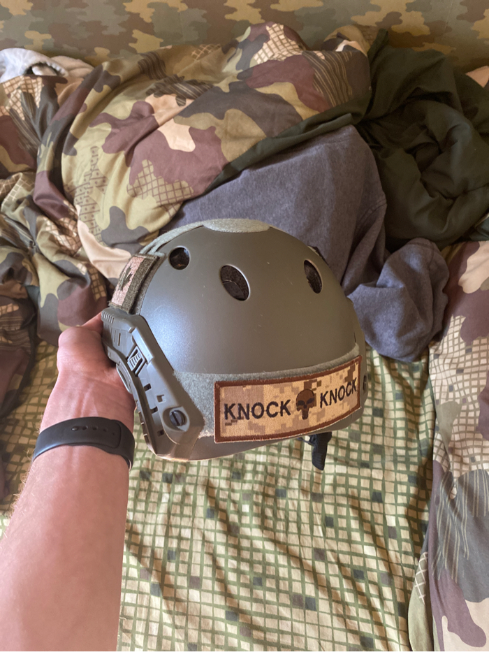 SOLD olive green fast tactical helmet, patches are separate price ...