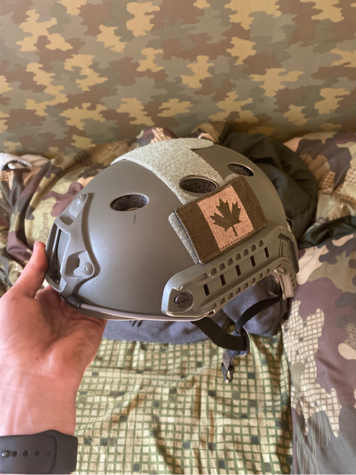 SOLD olive green fast tactical helmet, patches are separate price ...