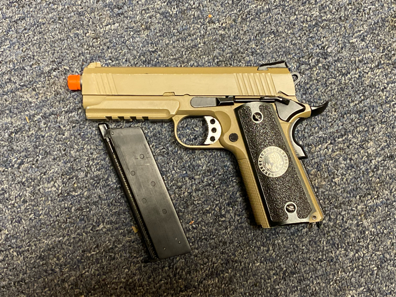 SOLD WE Tech Evike.com "Nostradamus" Custom 1911 4.3 Desert Warrior Gas ...