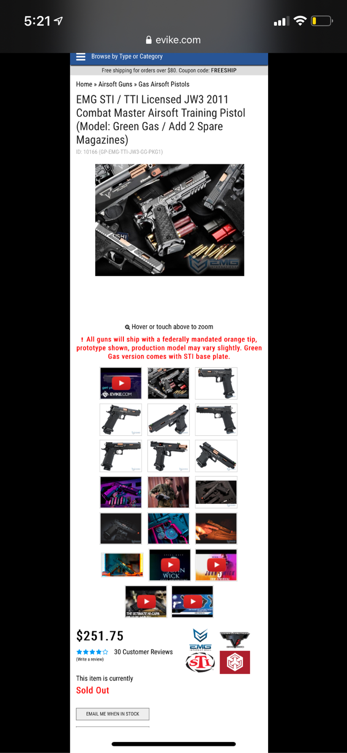 SOLD Emg sti hi capa with 3 mags | HopUp Airsoft