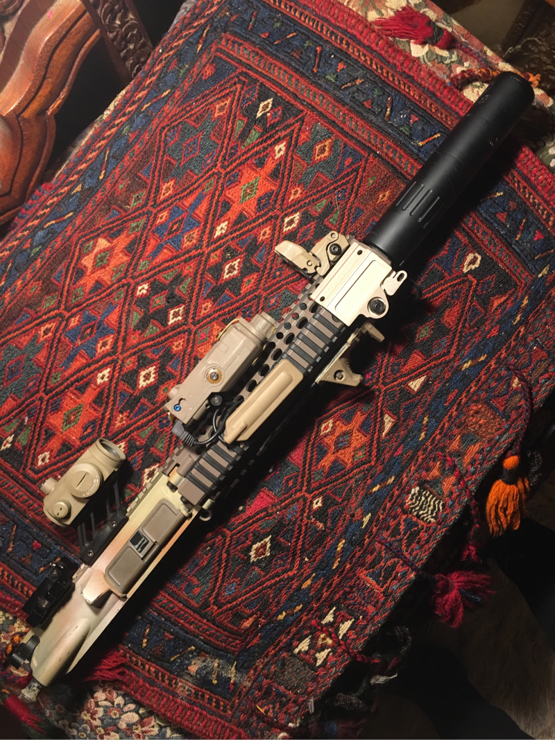 SOLD mk18 upper w/ aac m4-2000 replica, LED PEQ-15, and replica T1 ...