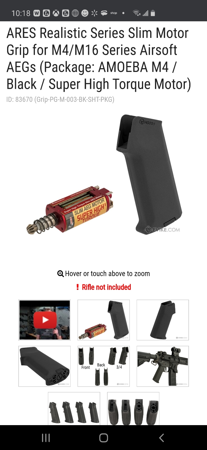 SOLD Ares realistic slim super high torque motor and grip | HopUp Airsoft